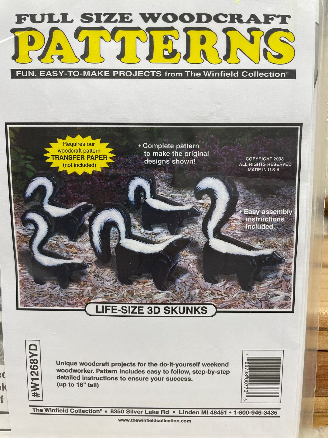 Life-size 3D Skunks Pattern, Woodcraft Pattern, Winfield Collection ...