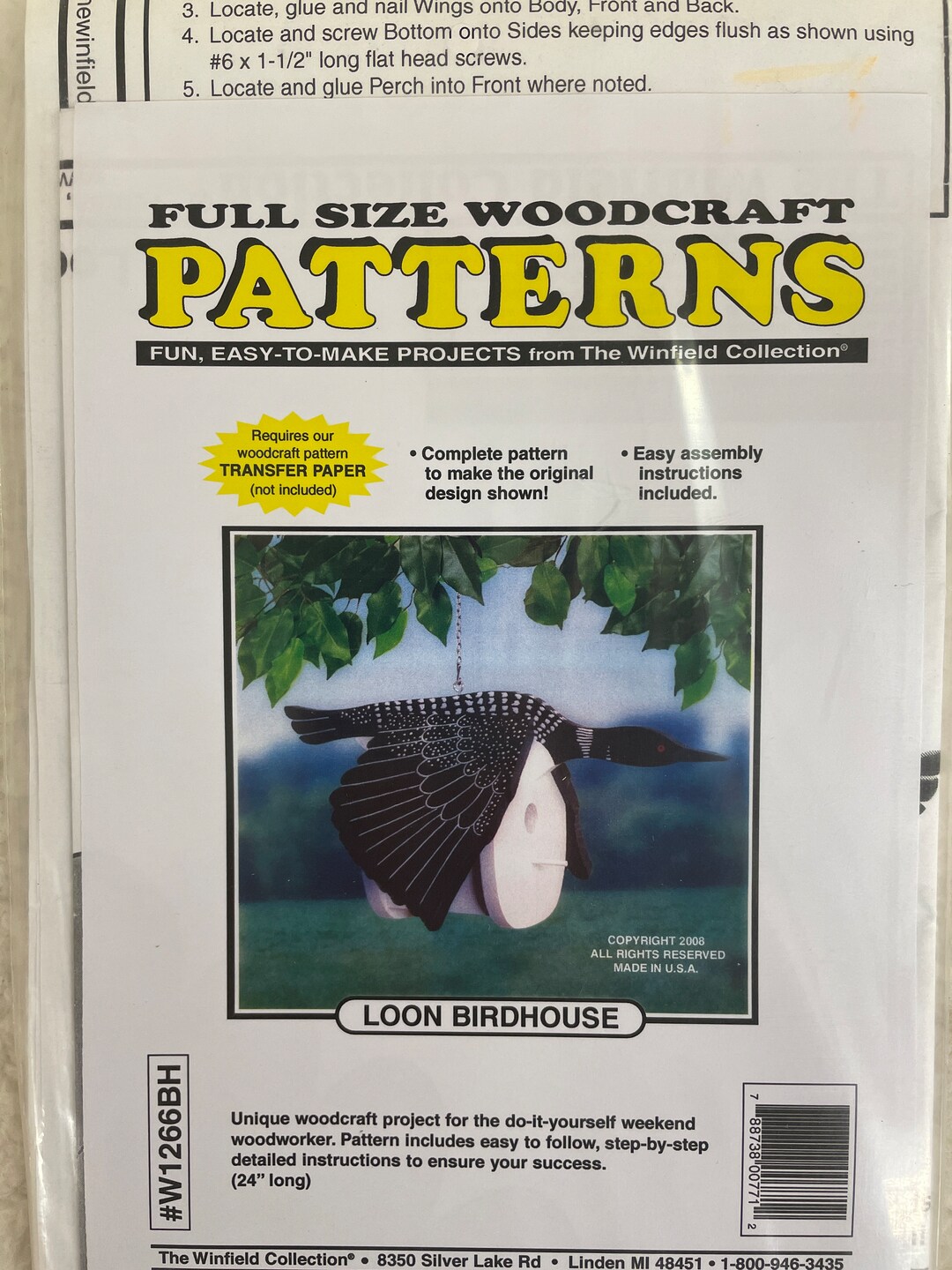 Loon Birdhouse Paper Pattern Woodcraft Pattern Winfield - Etsy