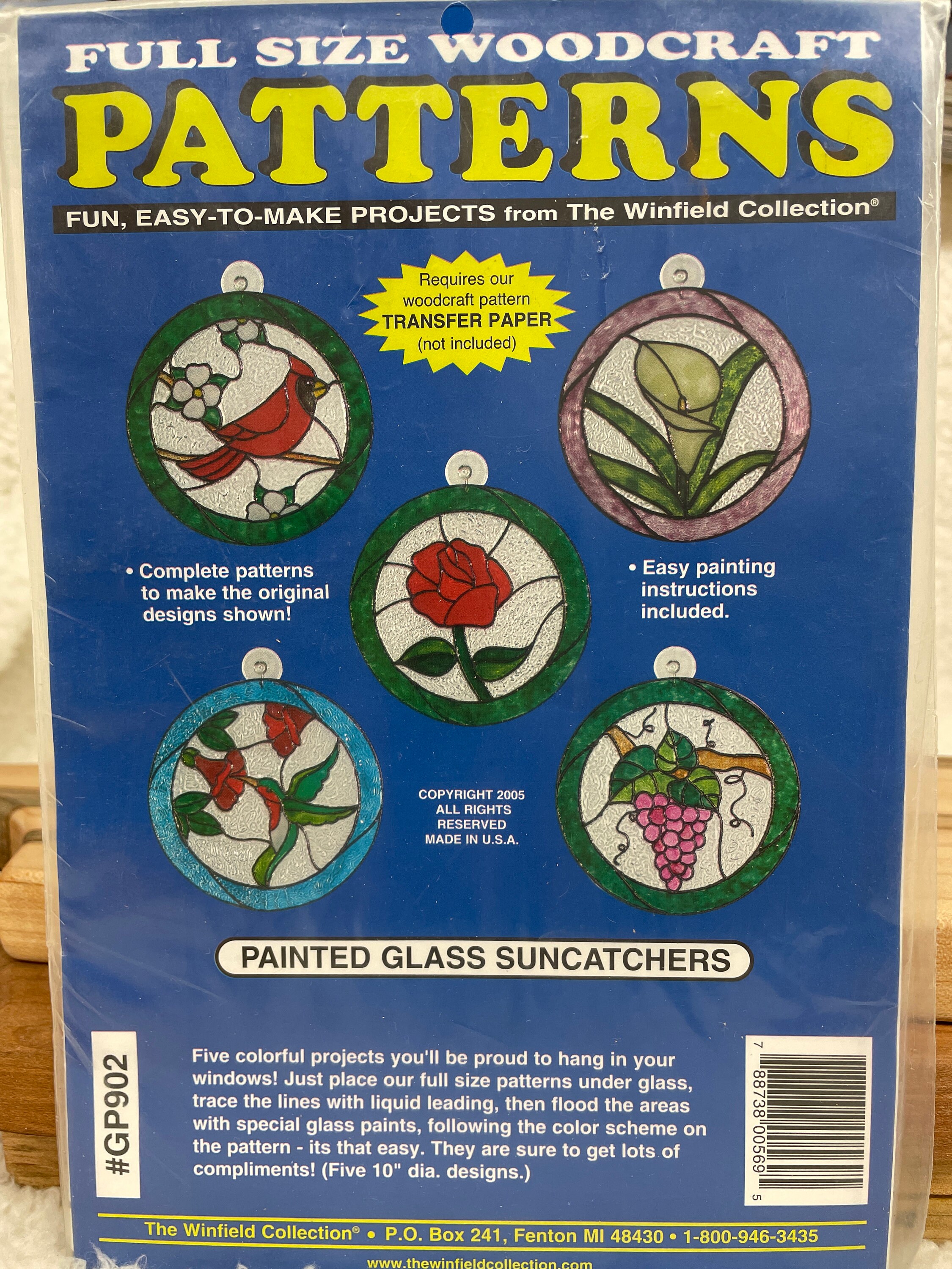 Painted Glass Suncatcher, Paper Pattern, Woodcraft Pattern, Winfield ...