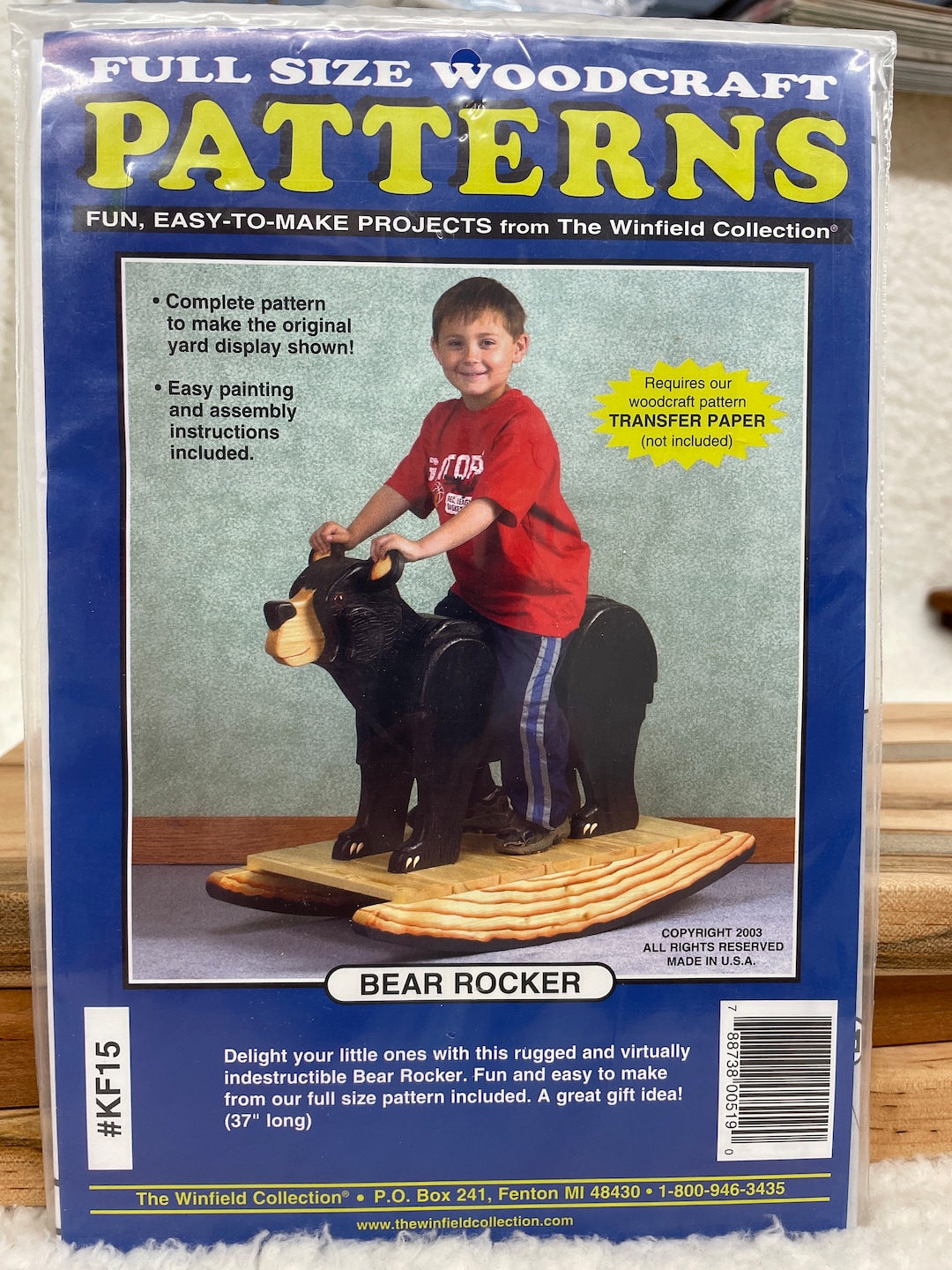 Bear Rocker, Pattern, Woodcraft Pattern, Winfield Collection, KF15 ...