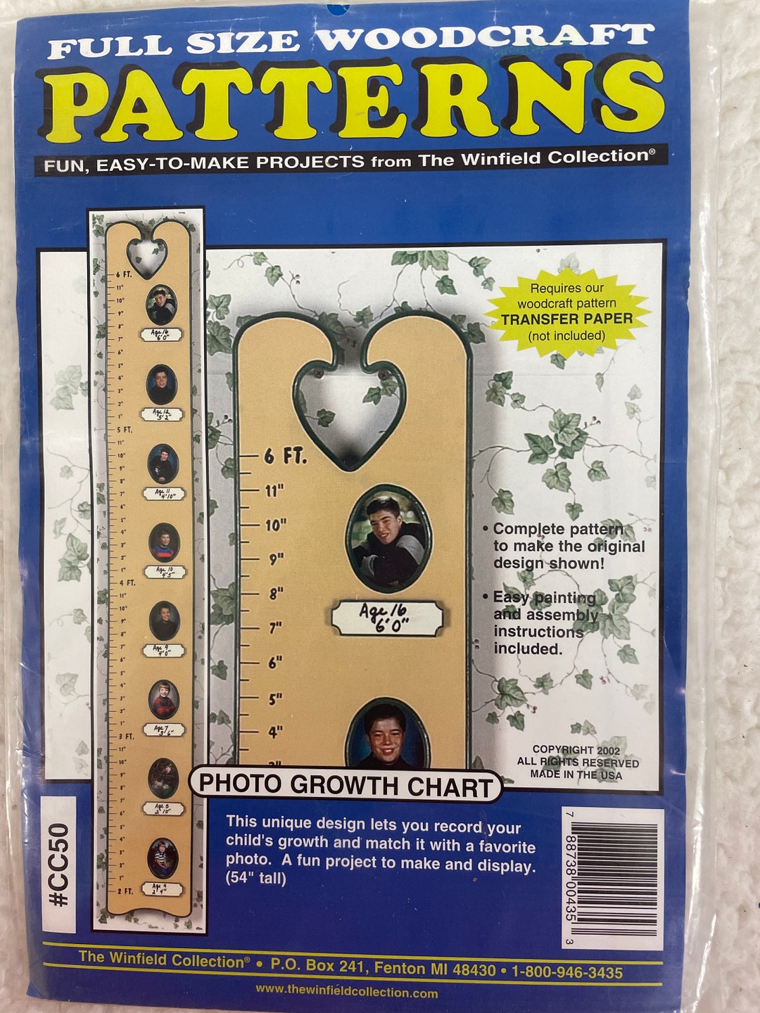 Photo Growth Chart Paper Pattern, Woodcraft Pattern, Winfield ...