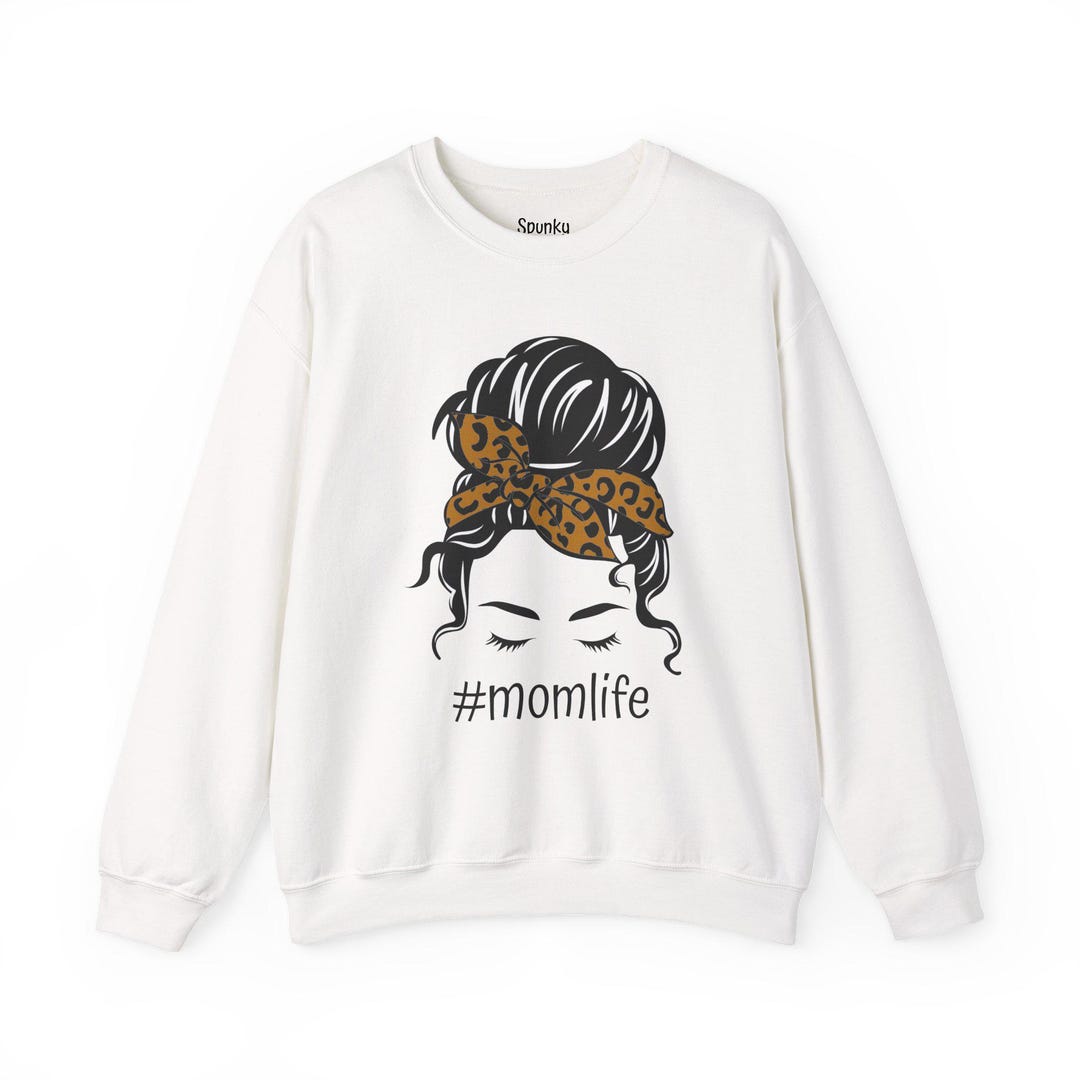 Mom Life Messy Bun Unisex Crewneck Sweatshirt Cozy Gift for Moms ...