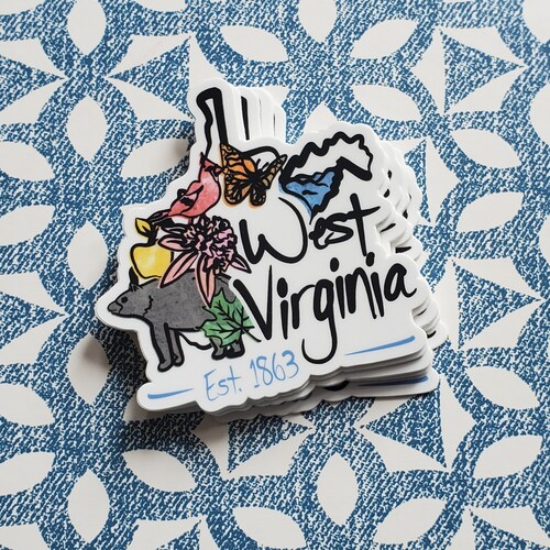 West Virginia State Vinyl Sticker - Etsy