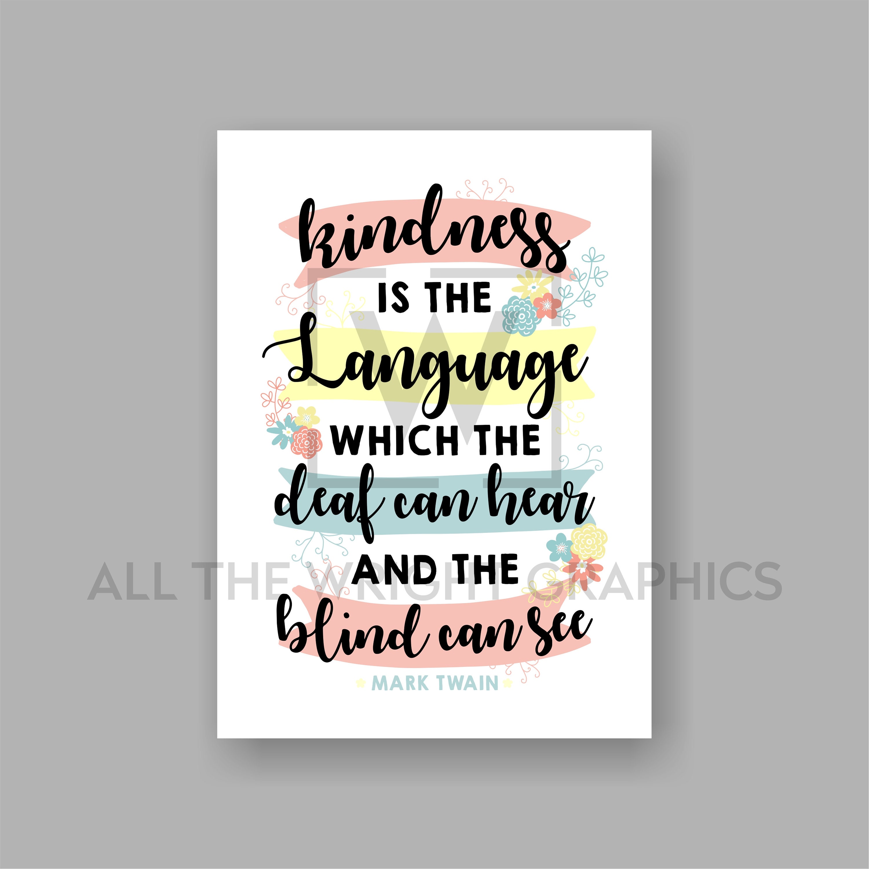 Kindness Quote Printable Greeting Card JPG | Etsy