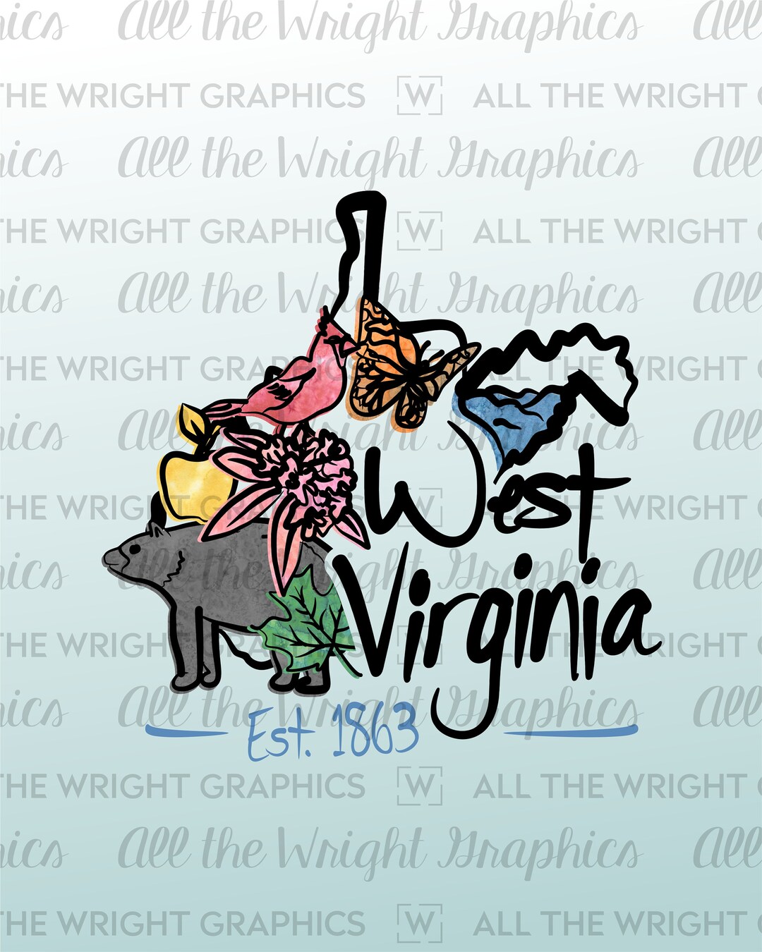 West Virginia Hand-drawn Graphic - Png for Sublimation, Svg Cut File ...
