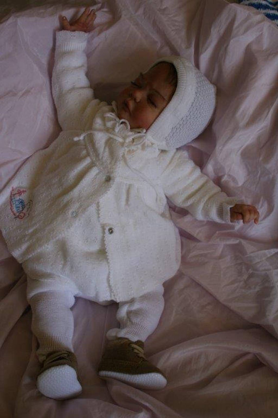 70'svintage Baby 4 Piece Homecoming Baby Knitted Outfit Newborn Girl ...