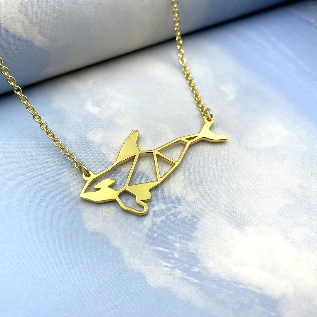 Orca Necklace, Killer Whale Jewelry, Ocean Theme Gift for Her, Gold ...