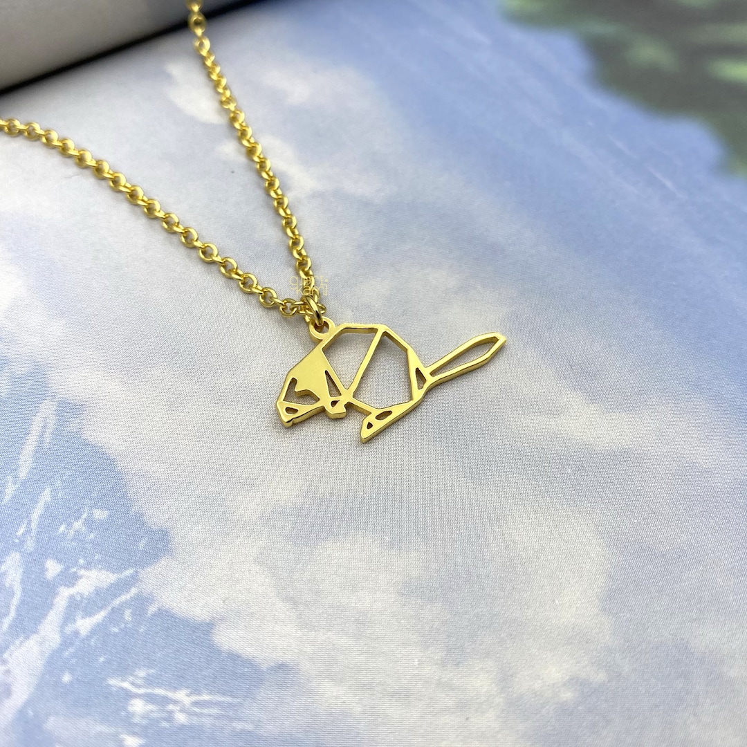 Origami Beaver Necklace, Beaver Jewelry, Nature Lover Gift, Geometric ...