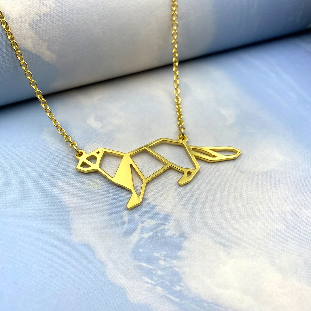 Origami Otter Necklace: Gold or Silver Plated, Sea Otter Pendant - Etsy