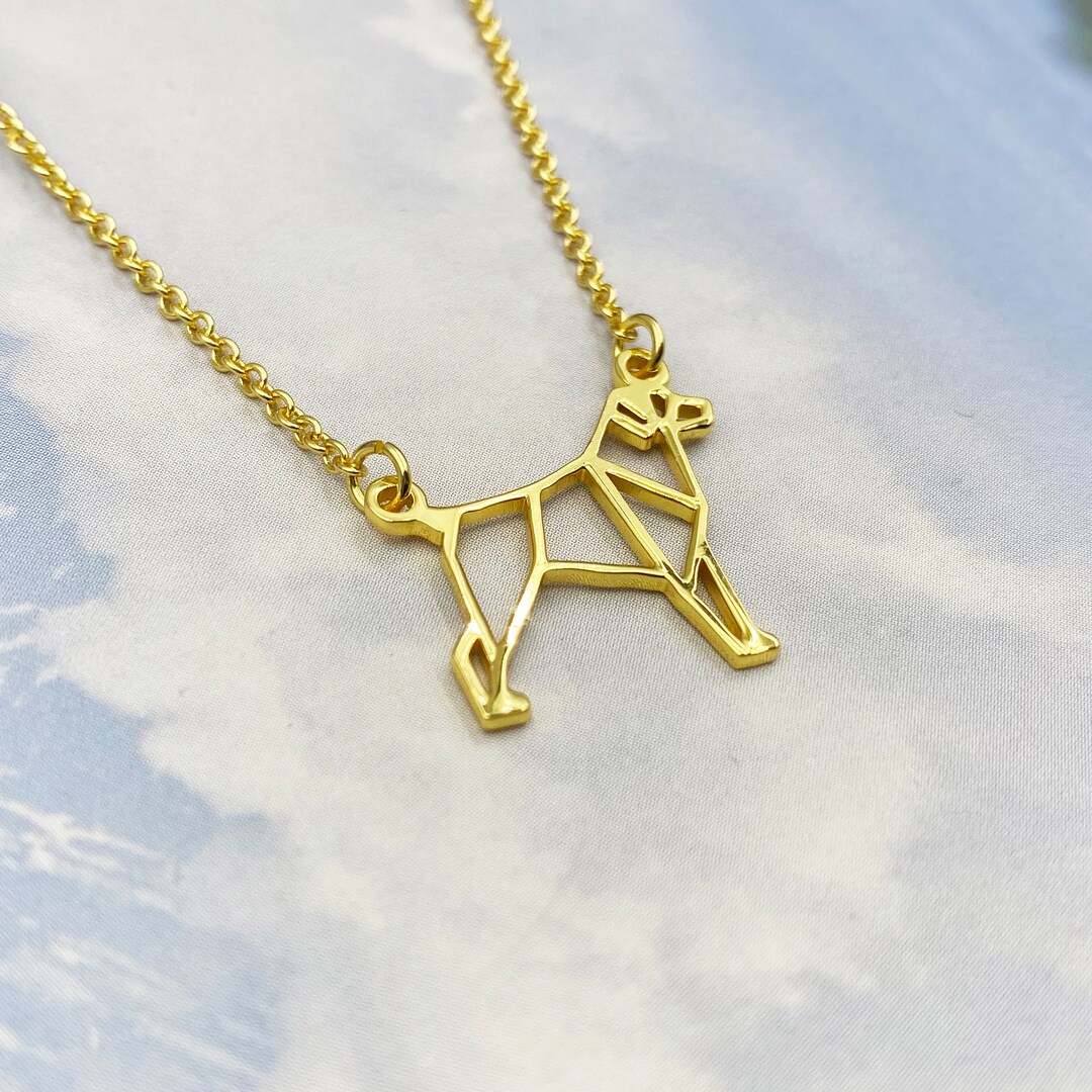 Delicate Brittany Spaniel Origami Dog Necklace, Geometric Dog Jewelry ...