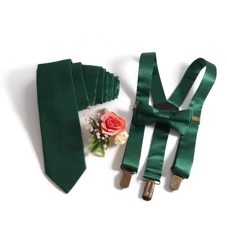 EMERALD GREEN Wedding Necktie Ideas Groomsmen Bow Tie Matching | Etsy