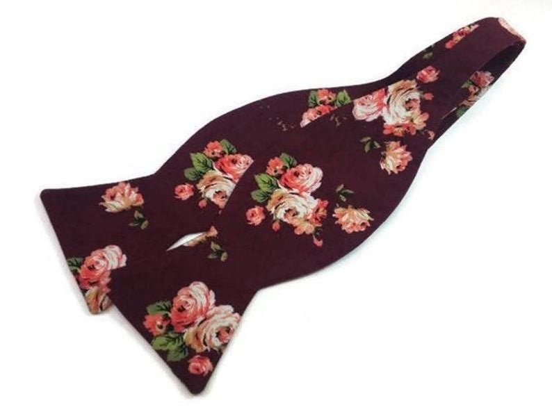 Bordo Roses Tie Matching Bow Tie Burgundyredemerald - Etsy