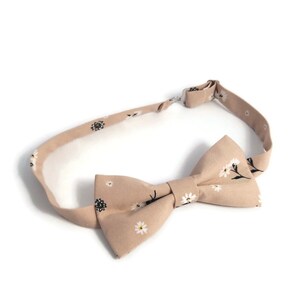 Pastel Beige Floral Bow Tie Groom Skinny Necktie 2,5'' Groomsmen ...