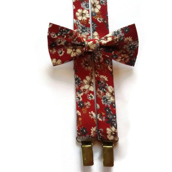 Burgundy Suspenders and Bow Tie - Etsy