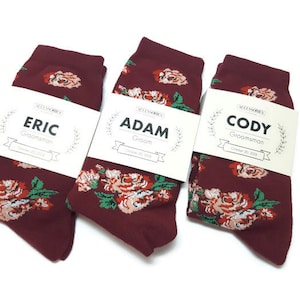 Set of 6 GROOMSMEN Proposal Socks,floral Socks Men,personalized Gift ...