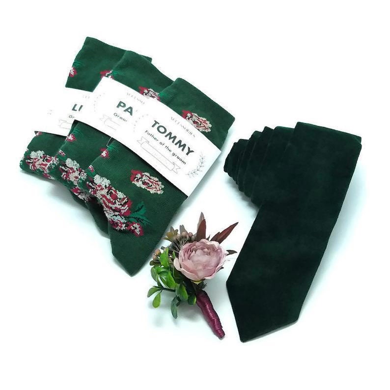 EMERALD VELVET Necktie Match Sock Bowtie Hanky Sparkling - Etsy