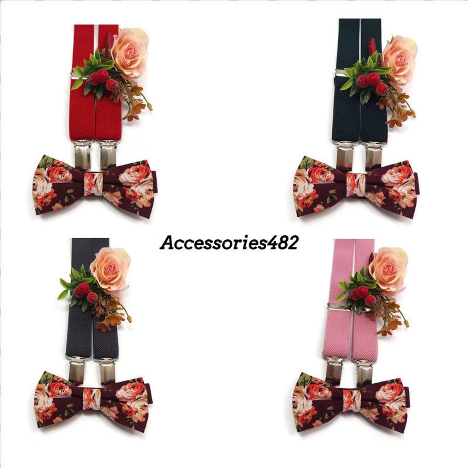 Bordo Roses Tie Matching Bow Tie Burgundyredemerald - Etsy