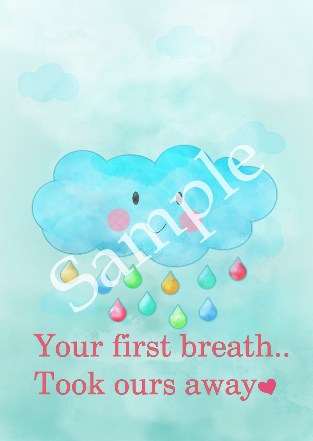 Cloud Nursery Art Printable 'your First Breath Took Ours Away' Boys ...