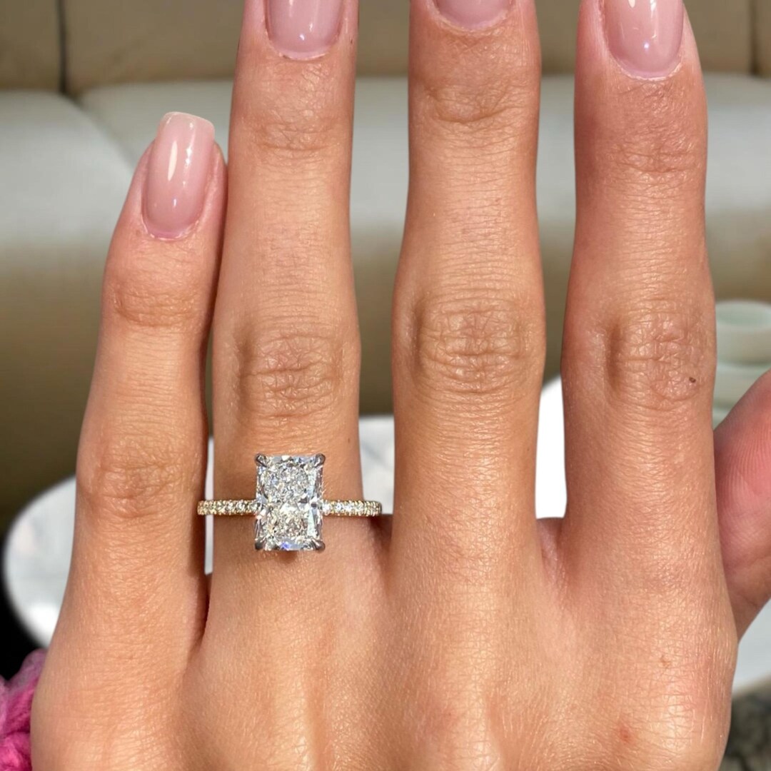18k Two Tone Gold Proposal Ring, IGI Certified E/VVS2 Lab Created ...