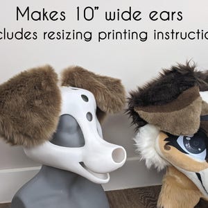 Fursuit Sewing Pattern - 2 Ear PDF Bundle Floppy Puppy Dog Canine Ears 3 Flop Styles Full ...