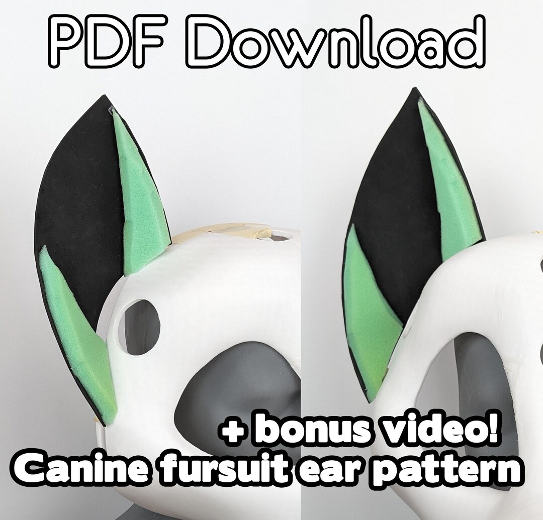 Fursuit PDF Pattern - Canine Foam Ear Dog Fox Wolf Husky With Tutorial ...
