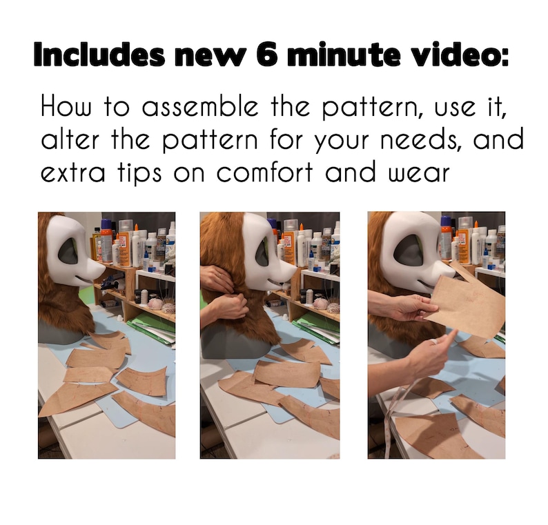 Fursuit Sewing Pattern - Slip on Neck and Head Back PDF Tutorial ...
