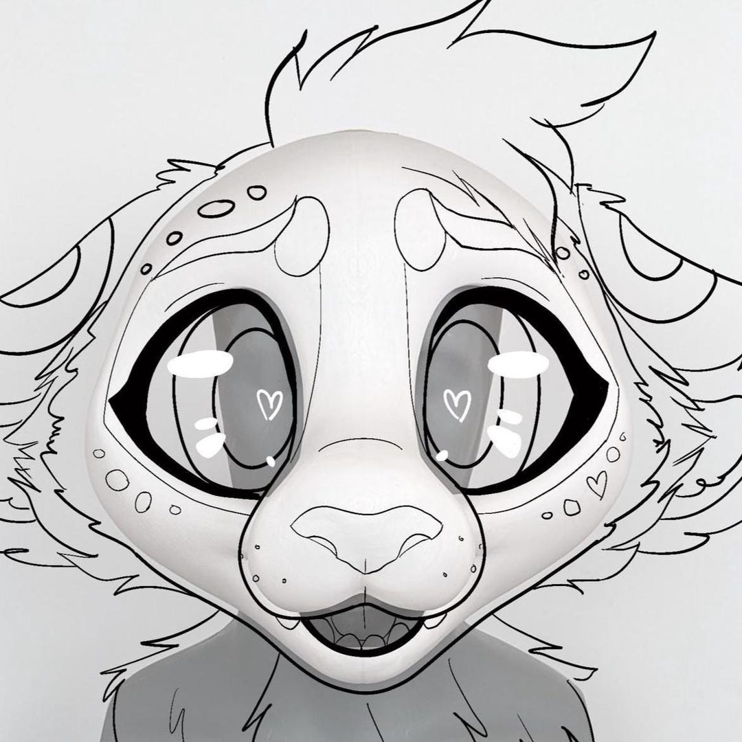 Fursuit Head Base - Plushie Cat Chibi Feline Cat 3d Print PLA - Furry ...