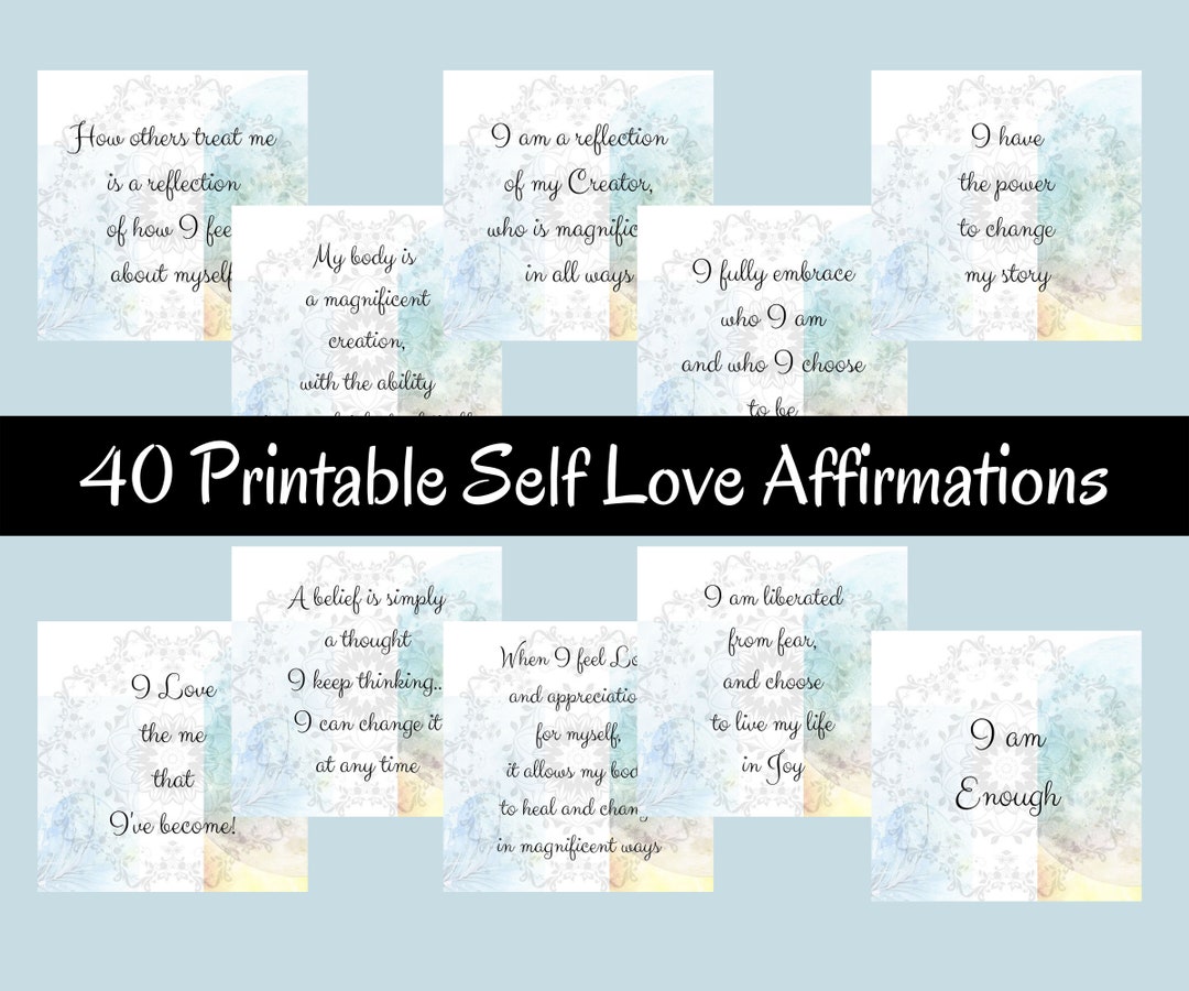 40 Self Love Affirmation Cards Printable Positive Quotes - Etsy
