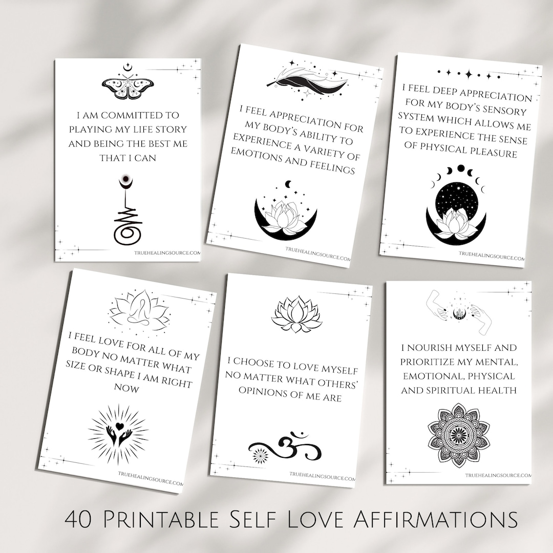 40 Printable Self Love Affirmation Cards, Body Positive, Self Worth ...