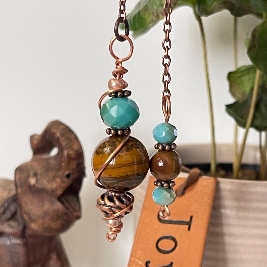 NEW Mini Tigers Eye Dowsing Pendulum, Dowsing Rod, Reiki Chakra ...