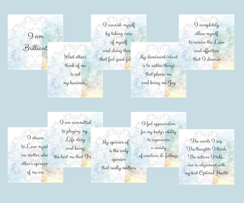 40 Self Love Affirmation Cards Printable Positive Quotes | Etsy