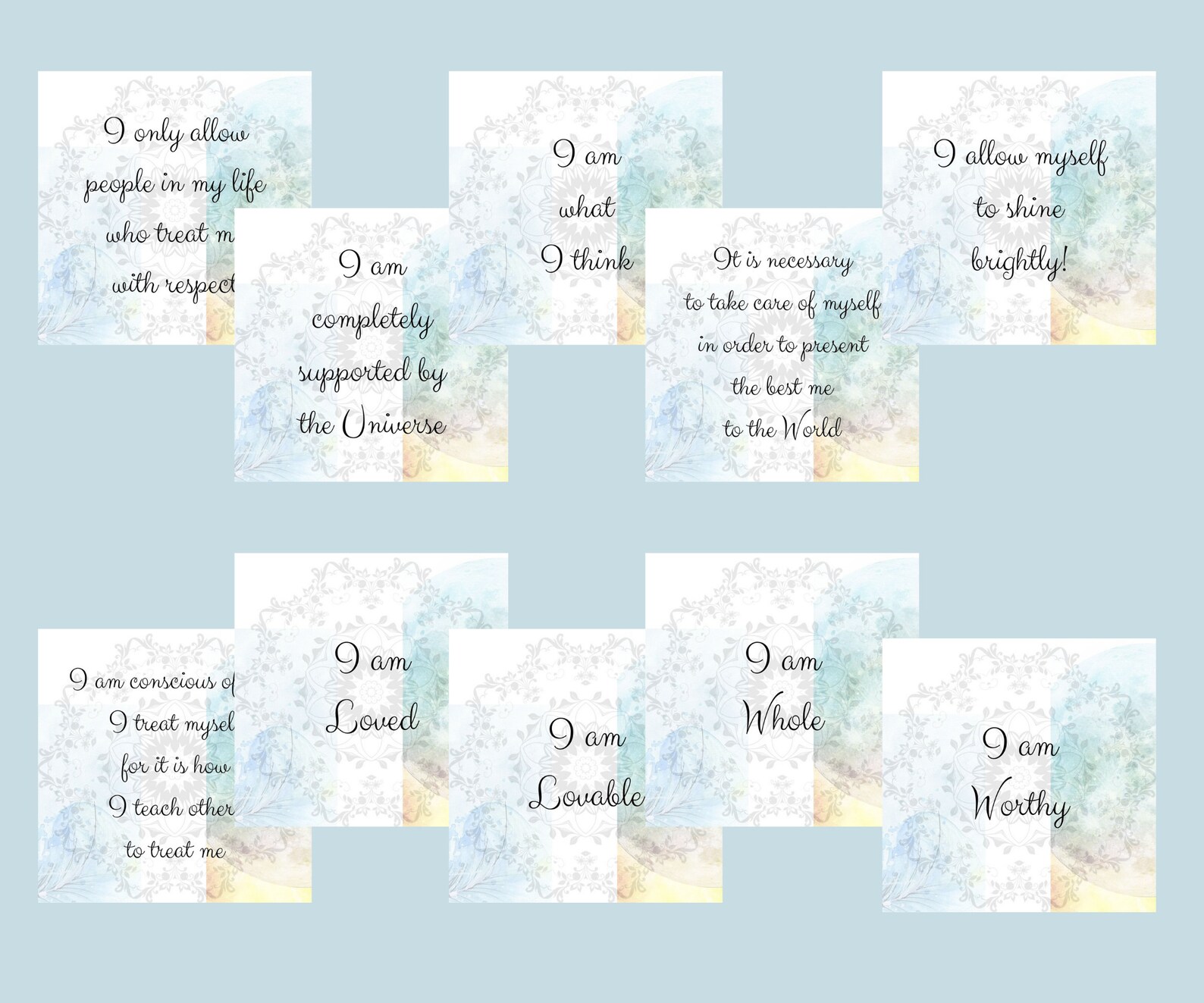 40 Self Love Affirmation Cards Printable Positive Quotes | Etsy