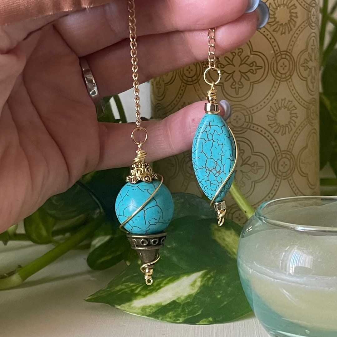 Turquoise Dowsing Pendulum, Gemstone Pendulum, Chakra Crystal Pendulum, Energy Healing Pendulum ...