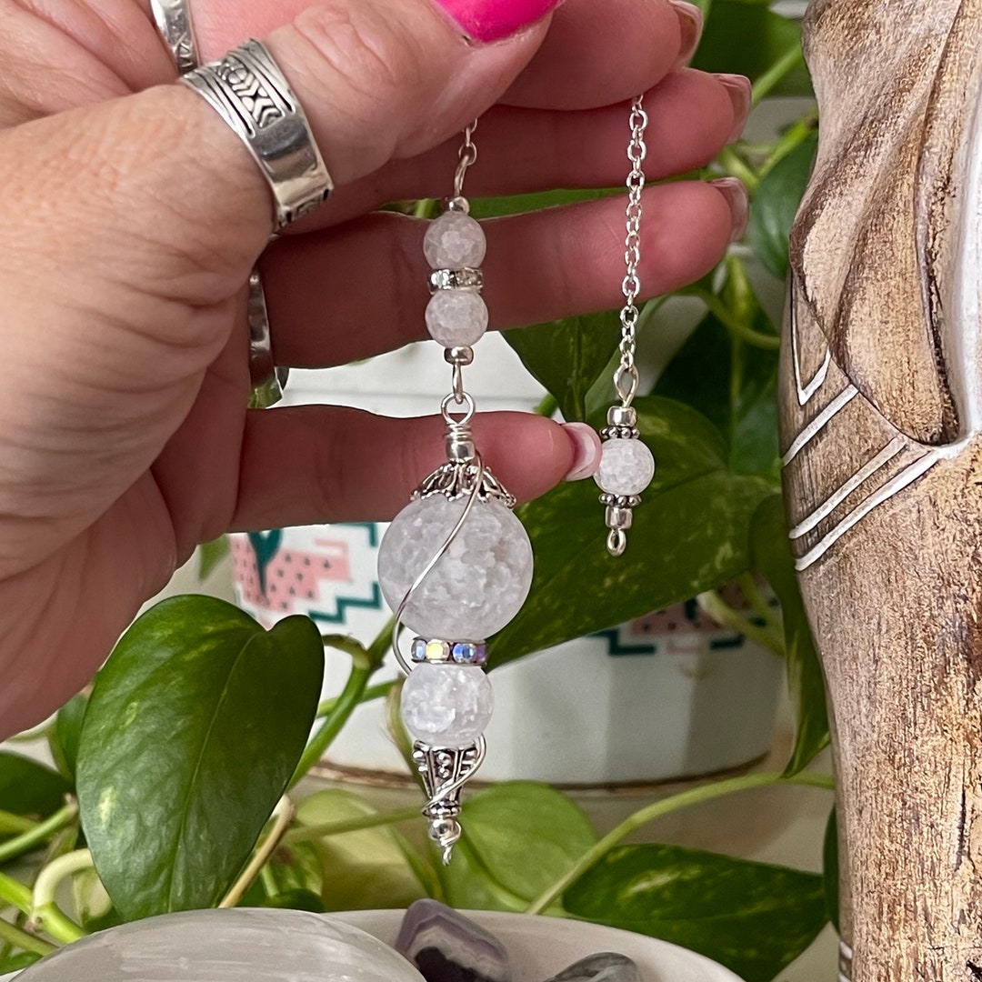 Quartz Crystal & Silver Dowsing Pendulum: Spiritual Awakening Chakra ...