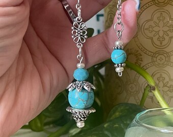 Turquoise Silver Dowsing Pendulum, Dowsing Rod, Energy Healing Pendulum, Chakra Healing Pendulum ...