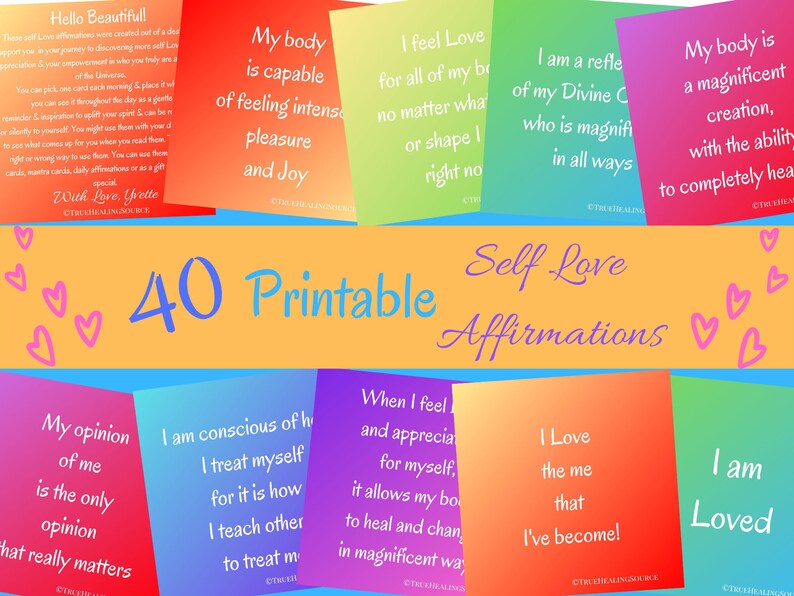 40 Affirmation Cards Printable Inspirational Cards - Etsy