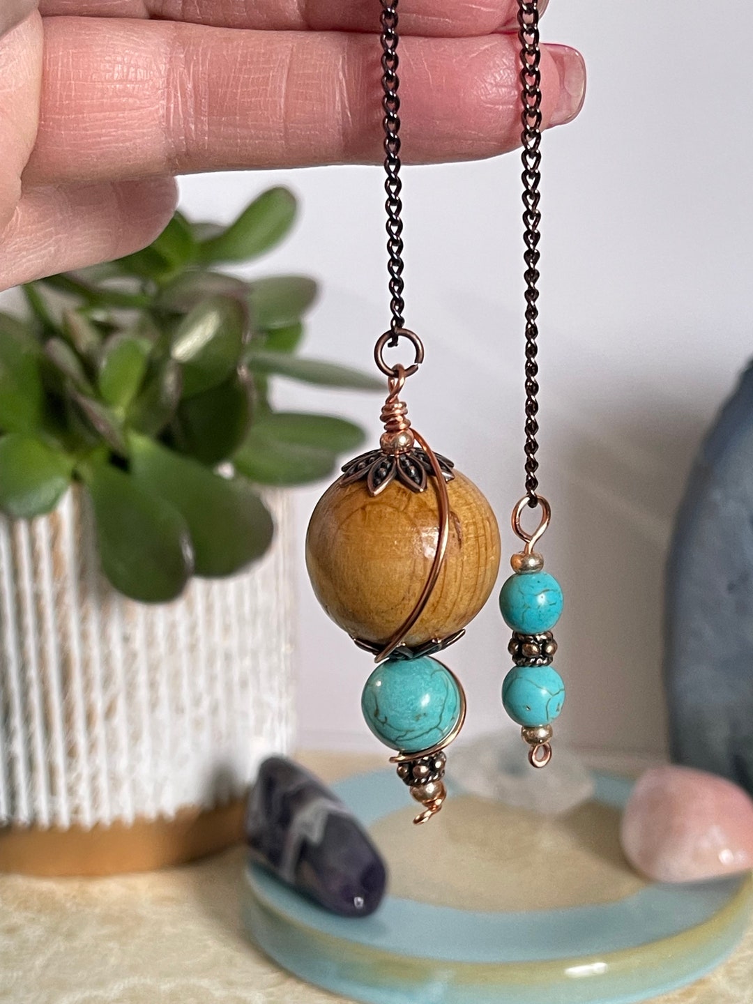 Wood Dowsing Pendulum, Dowsing Rod, Divination, Yoga Pendulum, Energy ...