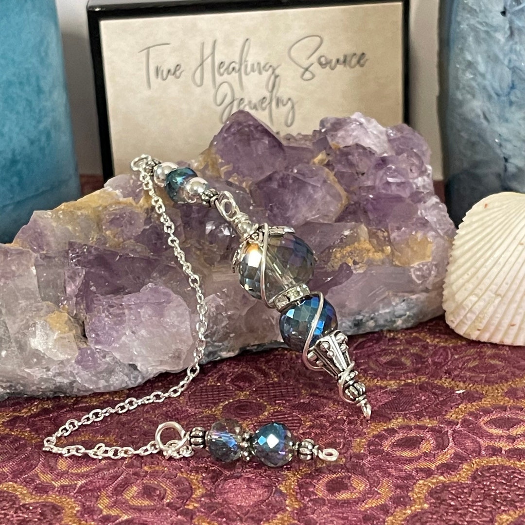 Aura Faceted Crystal & Silver Dowsing Pendulum: Spiritual Awakening ...