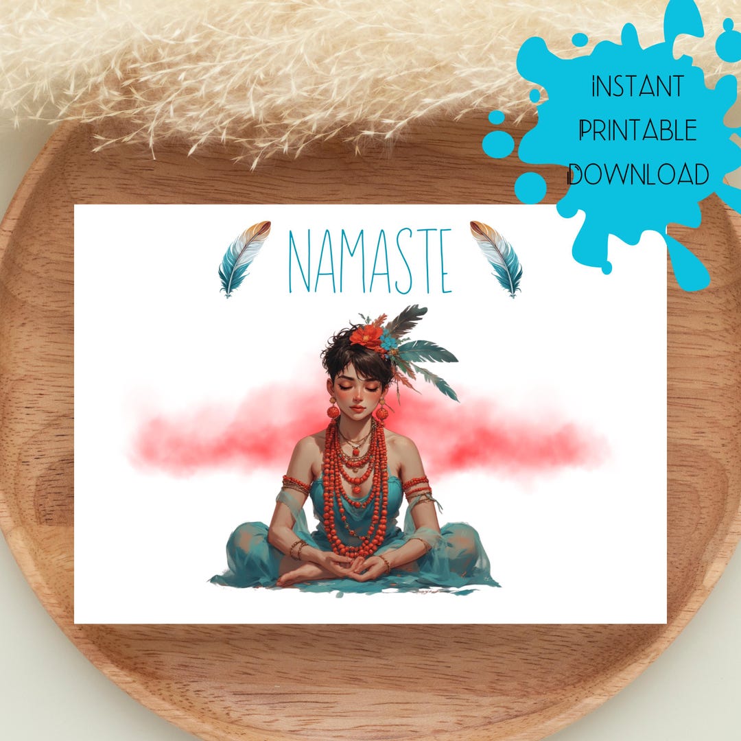 Printable Namaste Card, DIGITAL Download, Spiritual Greeting Card With ...