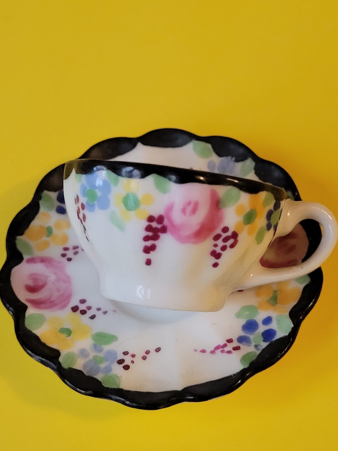 Beautiful Miniature Hand Painted Cup and Saucer by Artone - Etsy