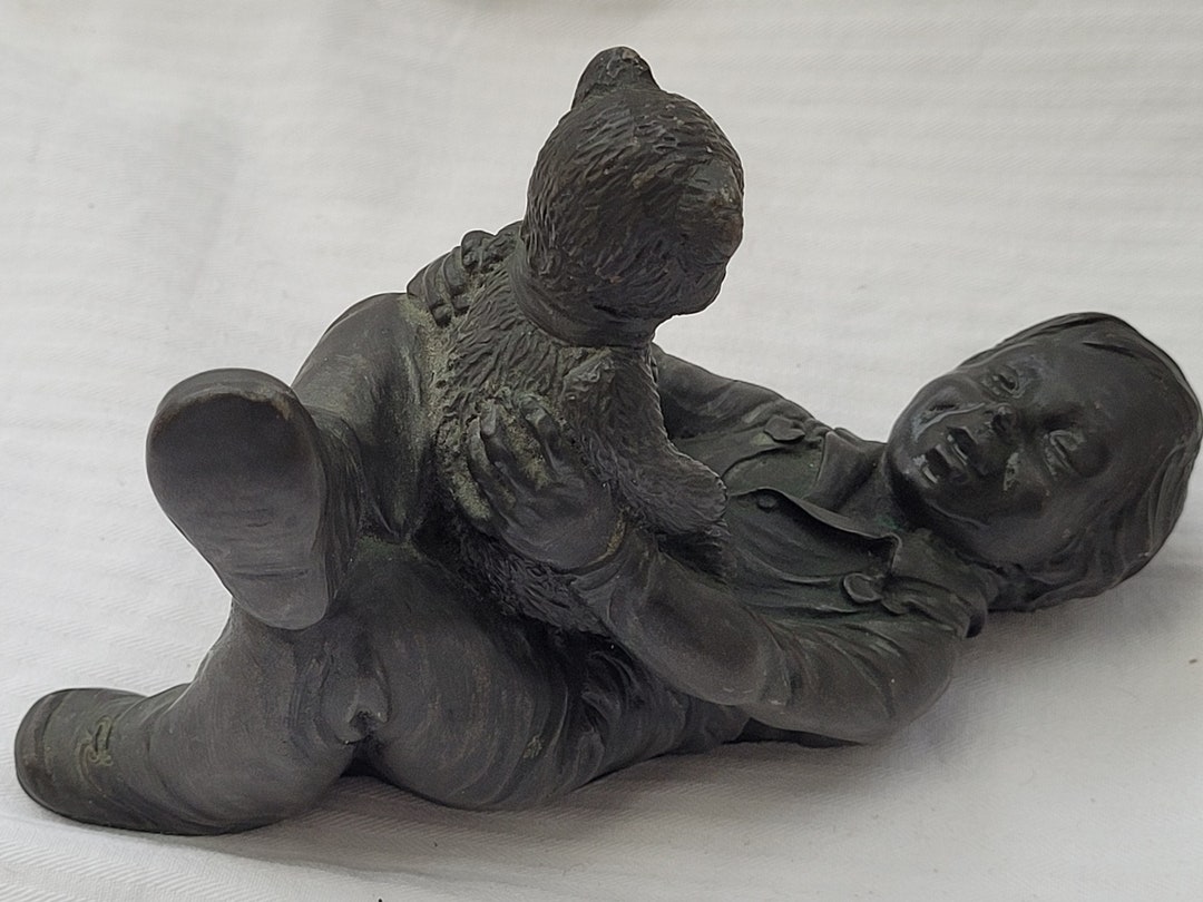 Menton Manor Cold Cast Bronze Child With Teddy Bear - Etsy