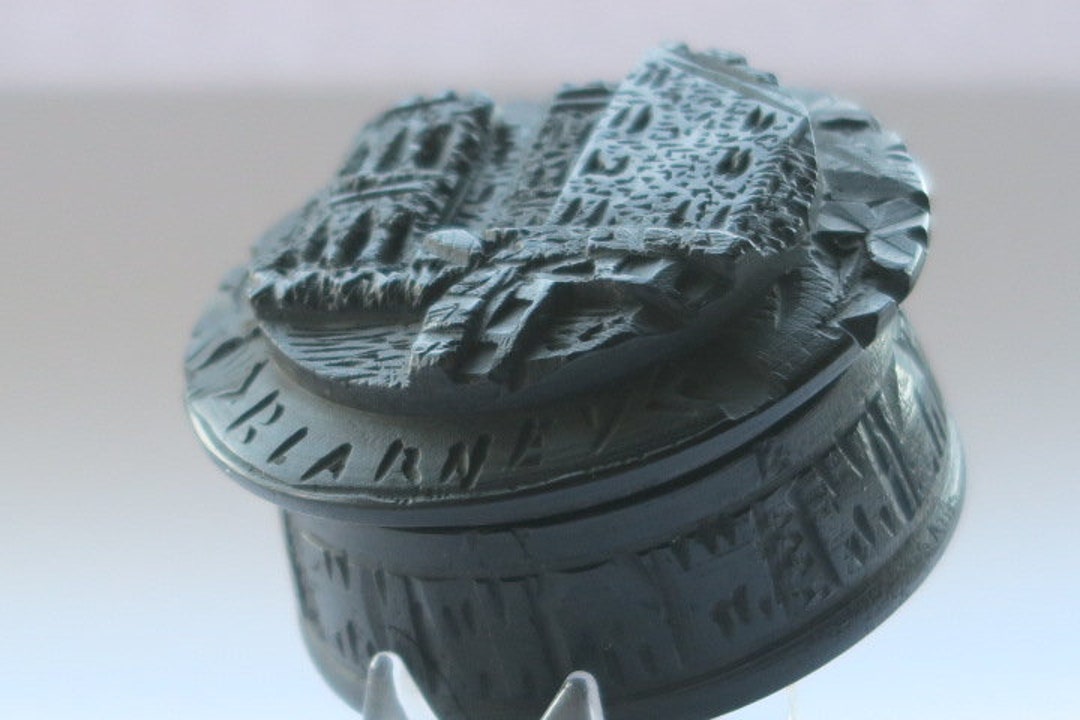 Antique Victorian Irish Bog Oak Trinket Box Blarney Castle 1897 Signed ...