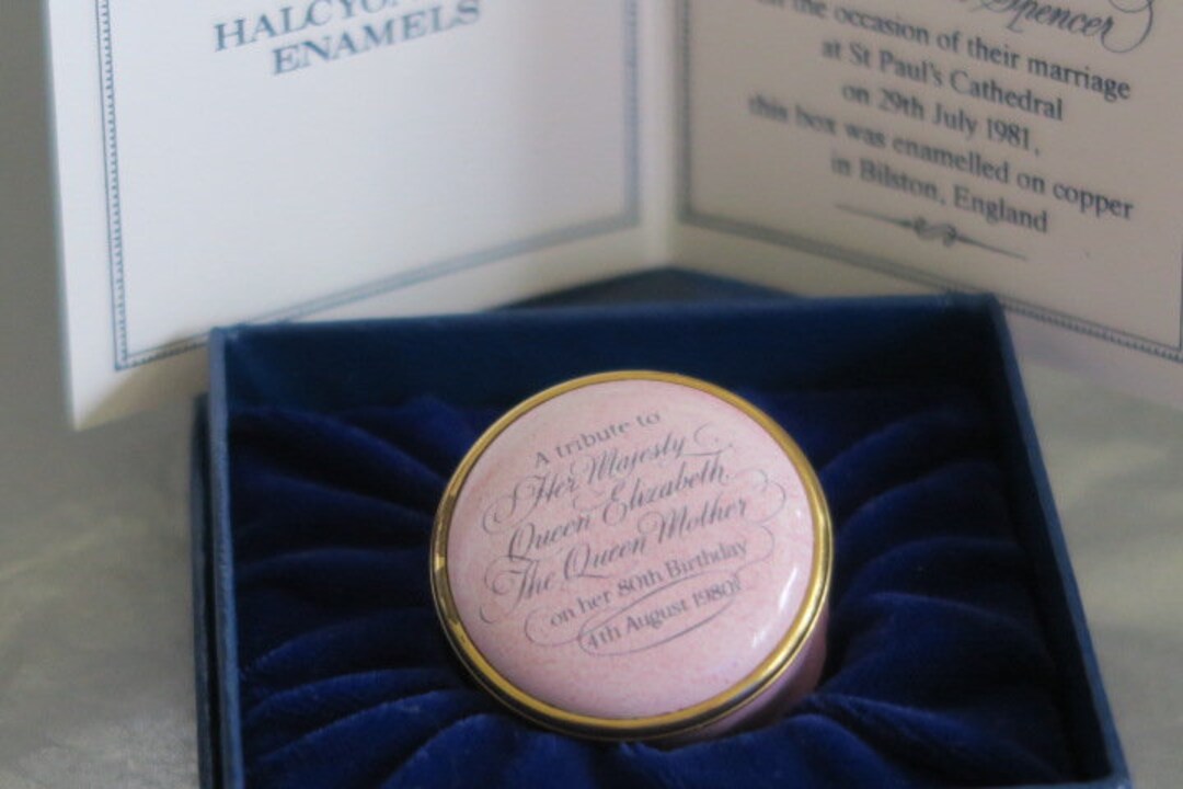 Halcyon Days Enamel Box Tribute HM Queen Elizabeth Mother 80th Birthday ...