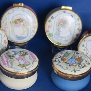 Crummles Royal Doulton Set 6 Beatrix Potter Enamel Trinket Boxes Ltd Ed ...