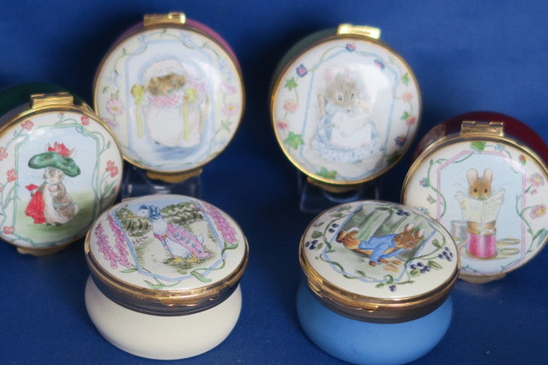 Crummles Royal Doulton Set 6 Beatrix Potter Enamel Trinket Boxes Ltd Ed ...