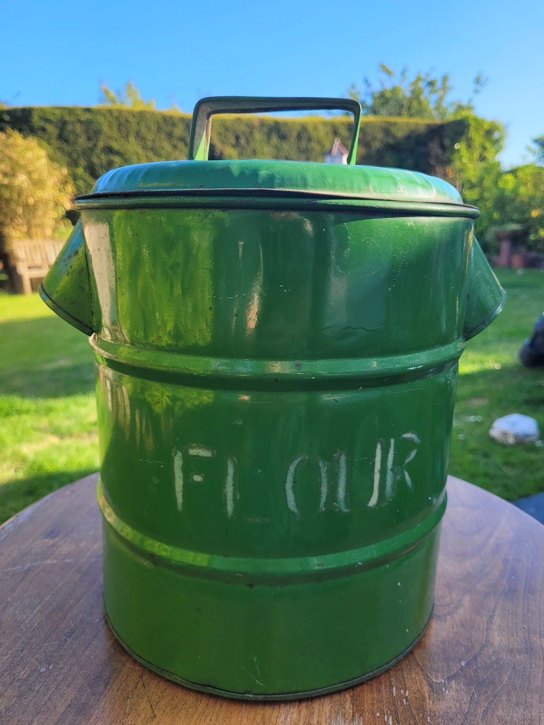 1940s Large Flour Tin With Lid , Green - Etsy UK