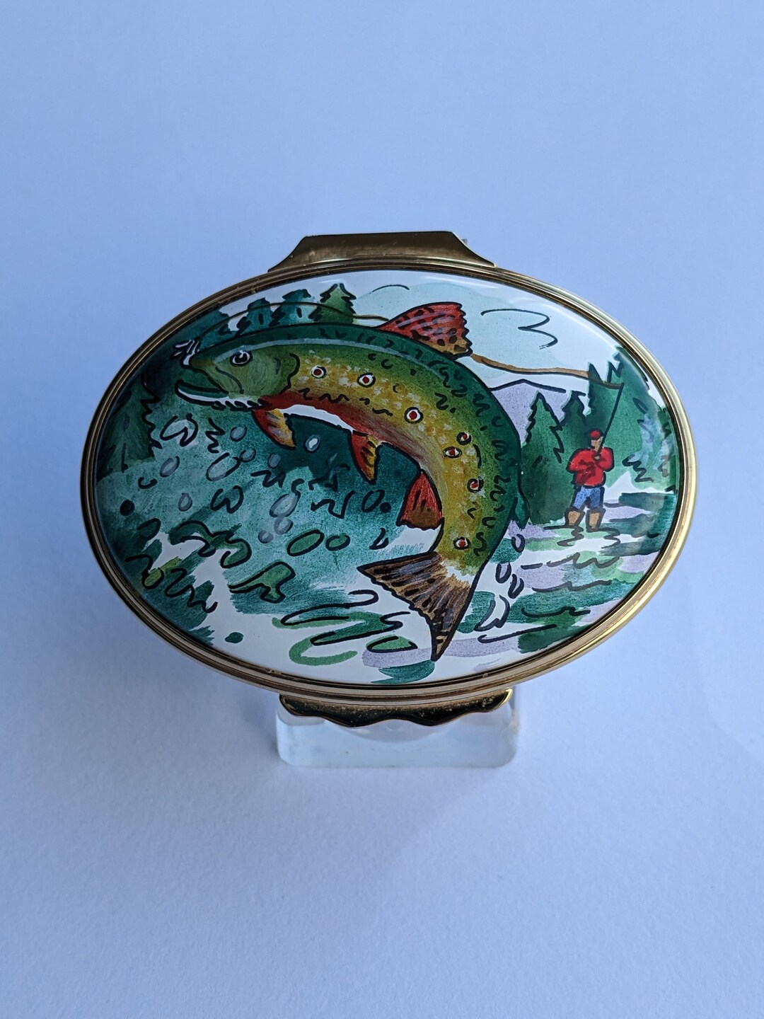 Halcyon Days Tiffany Fishing Enamel Trinket Box - Etsy