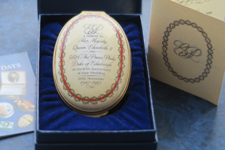 Halcyon Days Queen Elizabeth II 40th Wedding Enamel Box 1987 - Etsy