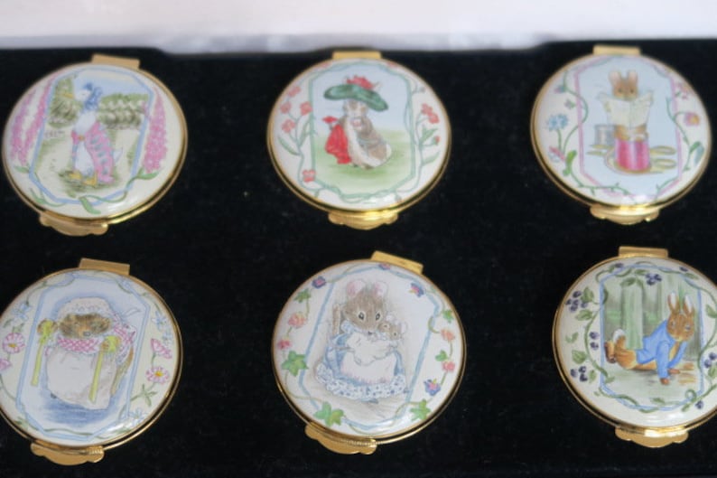 Crummles Royal Doulton Set 6 Beatrix Potter Enamel Trinket Boxes Ltd Ed ...