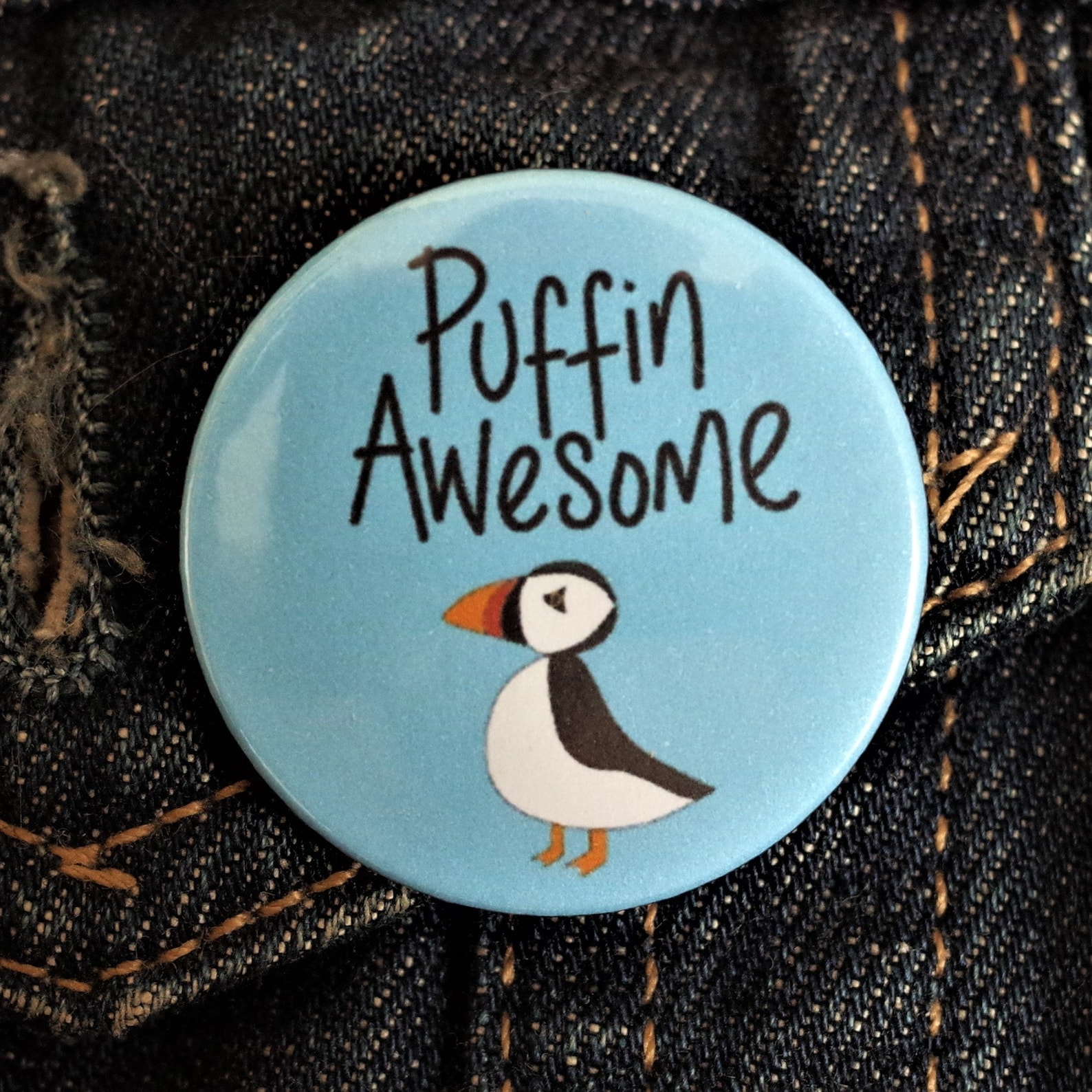 Puffin Awesome Funny Button Pin Badge Puffin Badge Puffin - Etsy